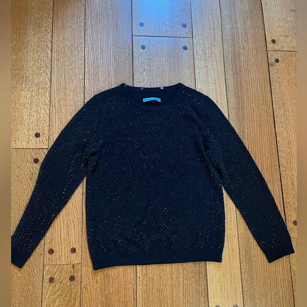 Alice + Olivia Rhinestone Porla Collared Sweater, Siz… - Gem
